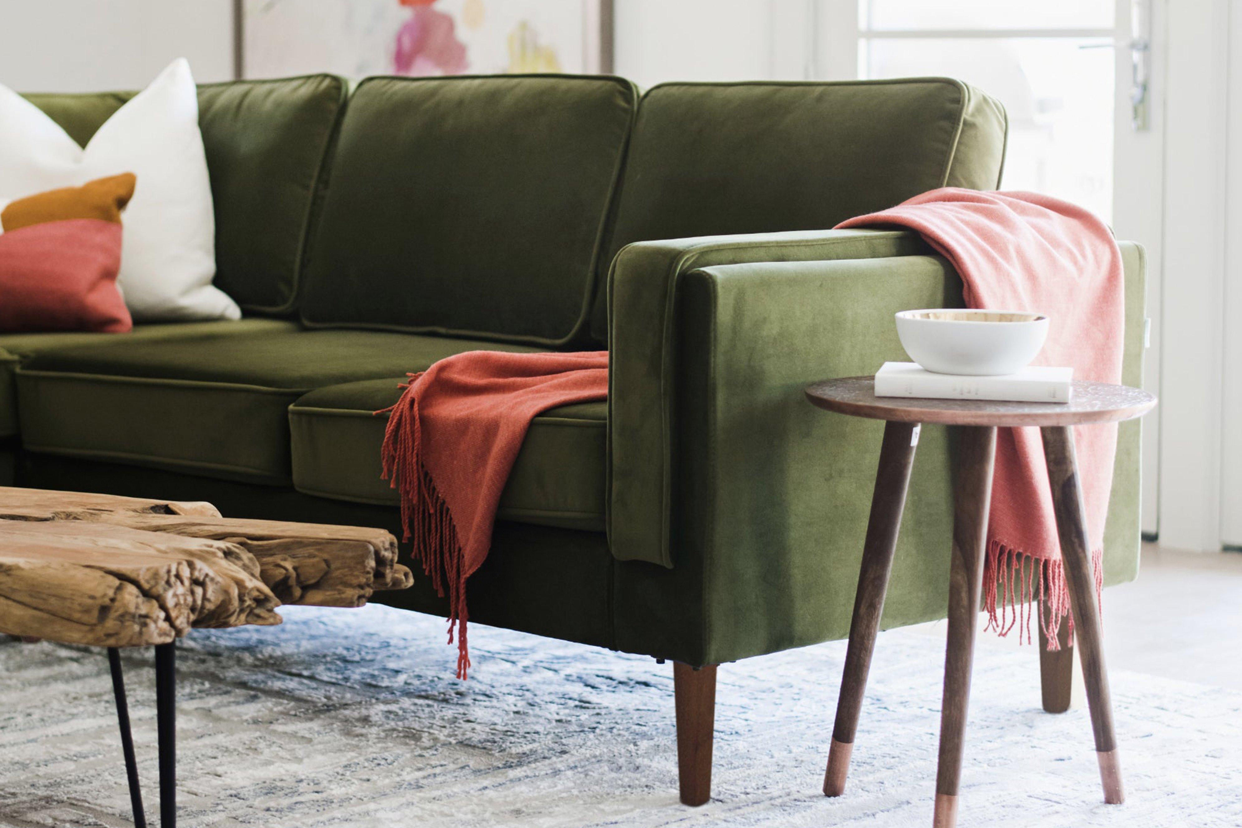 Olive velvet sectional store